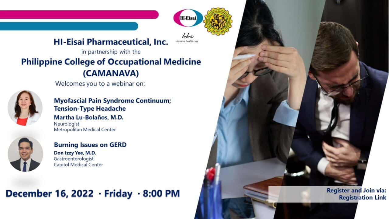 Philippine College of Occupational Medicine (CAMANAVA Chapter) | December 16 - HI-Eisai ...