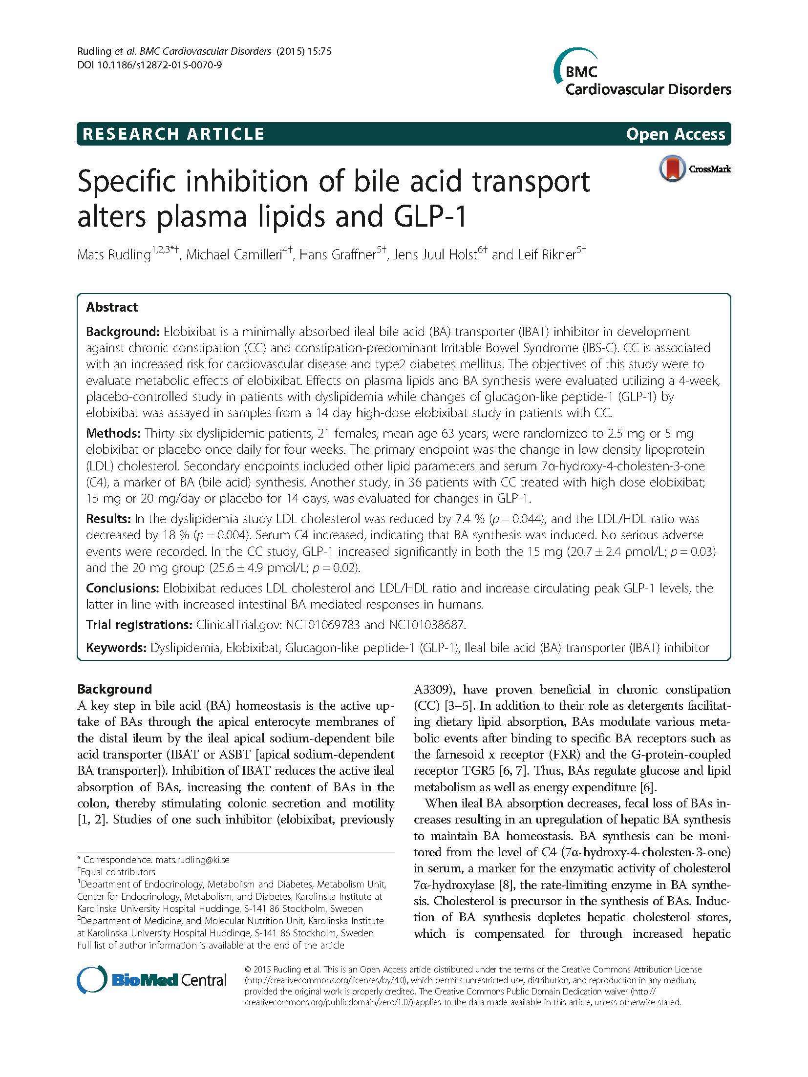 Specific inhibition of bile acid transport alters plasma lipids and GLP-1 - HI-Eisai ...