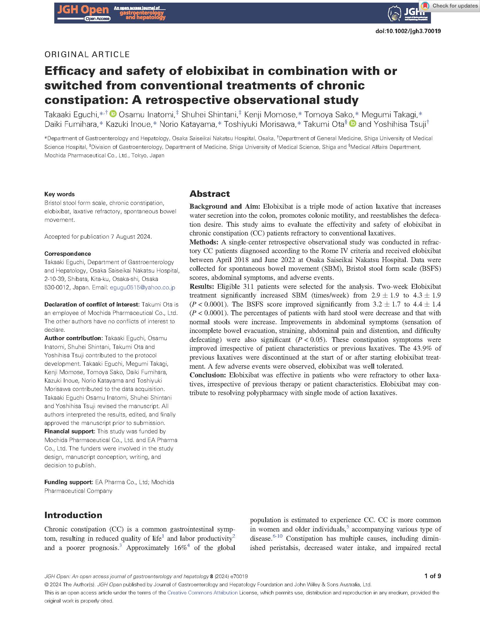 Efficacy and safety of elobixibat in combination with or switched from ...