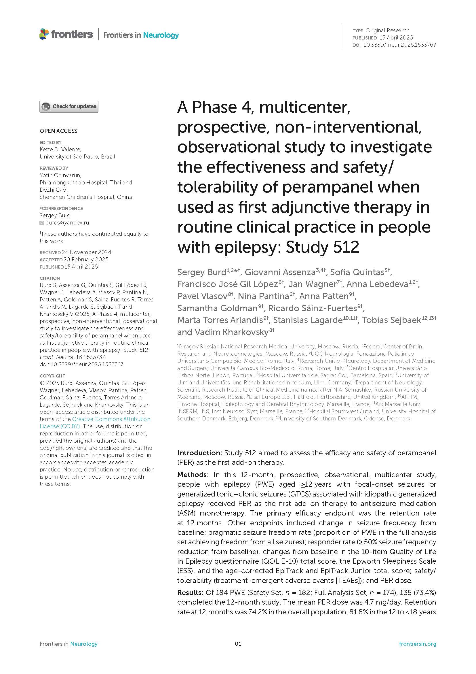 Study 512: Perampanel as first adjunctive therapy by Burd, et al - HI ...