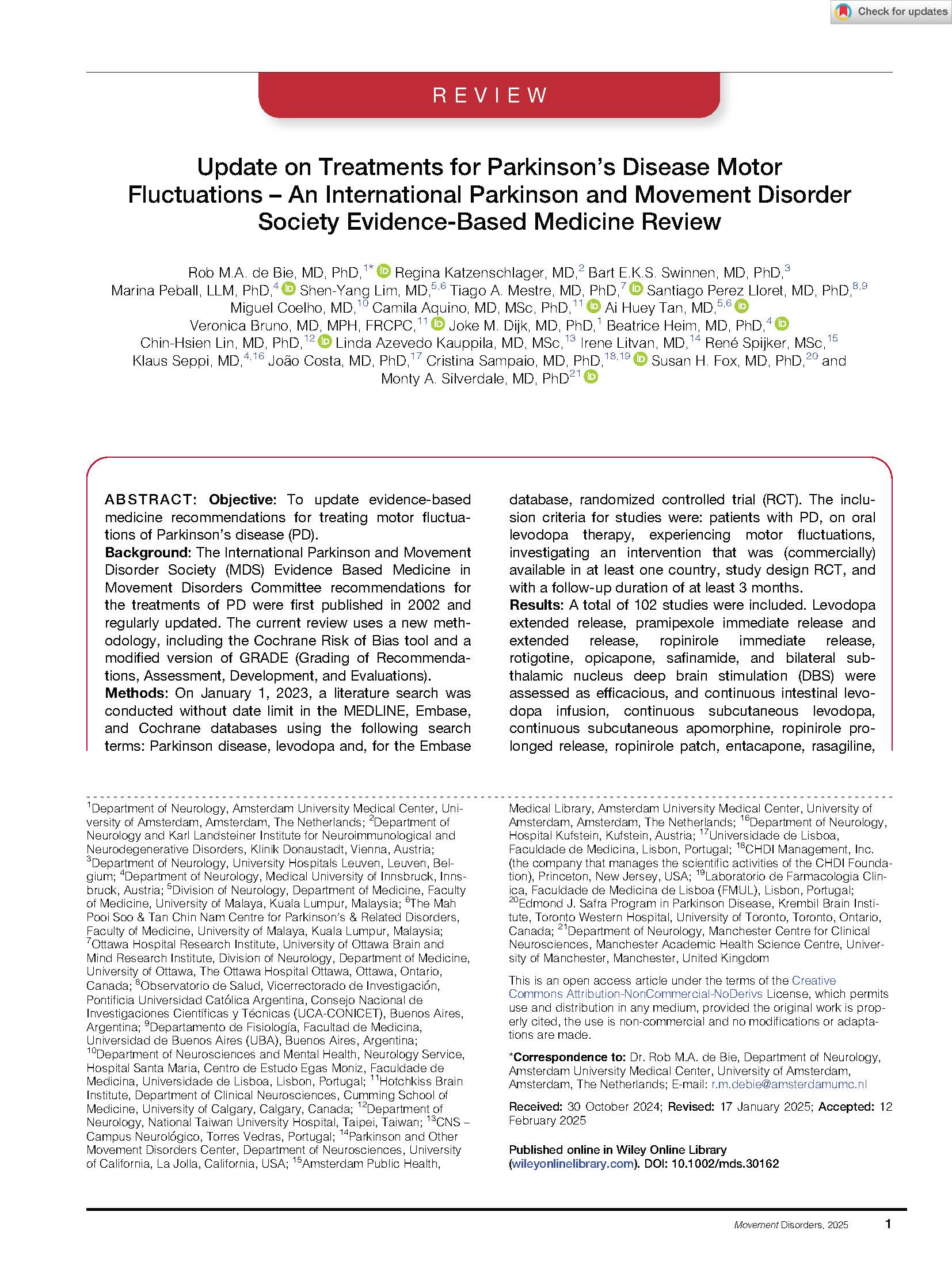Update on Treatments for Parkinson’s Disease Motor Fluctuations – An ...